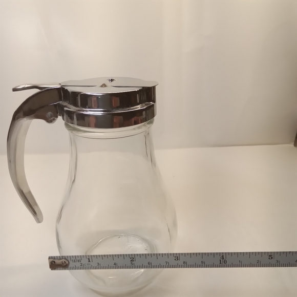 Dripcut | Dining | Vtg Dripcut Clear Glass Chrome Syrup Pitcher ...